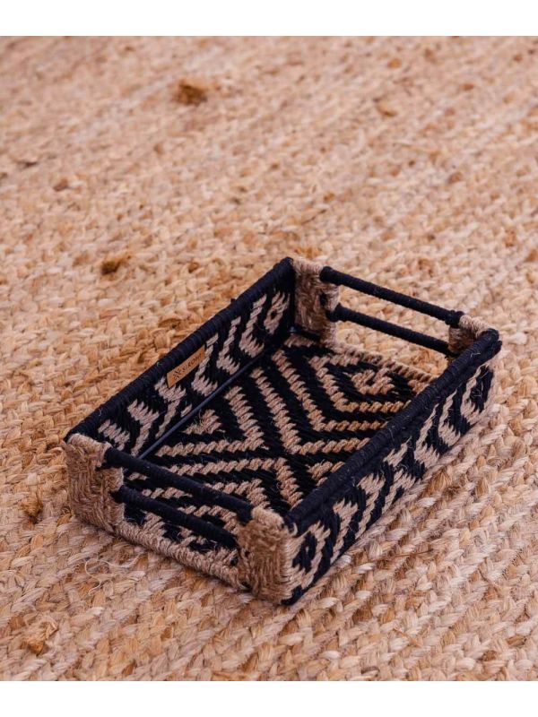 Jute rope tray | buy jute serving tray online | Kalpané
