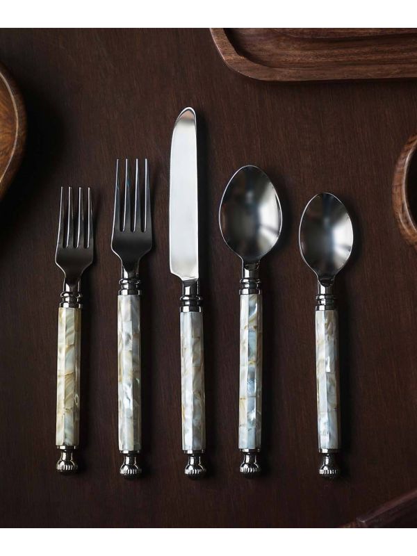 Mother of pearl cutlery | Buy pearl handled silverware online | Kalpané