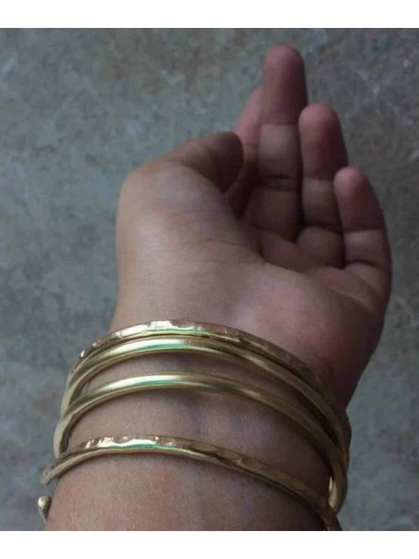 Hand-Hammered Brass Bangle Set – Statement Jewellery | Kalpané