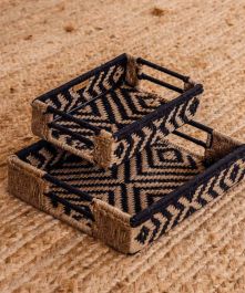 Jute rope tray | buy jute serving tray online | Kalpané