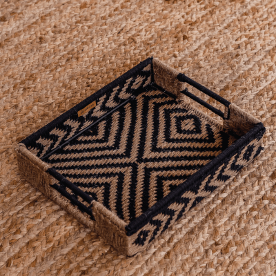 Jute rope tray | buy jute serving tray online | Kalpané