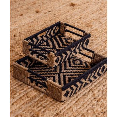 Jute rope tray | buy jute serving tray online | Kalpané